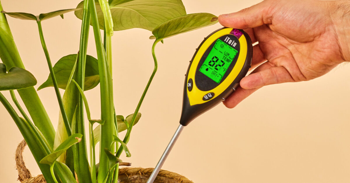 4-in-1 plant tester: measures pH, humidity, temp. and light intensity