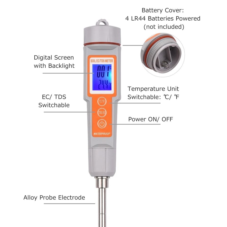 EC-TDS-TEMPERATURE Soil meter (Bluetooth) - Plant Care Tools