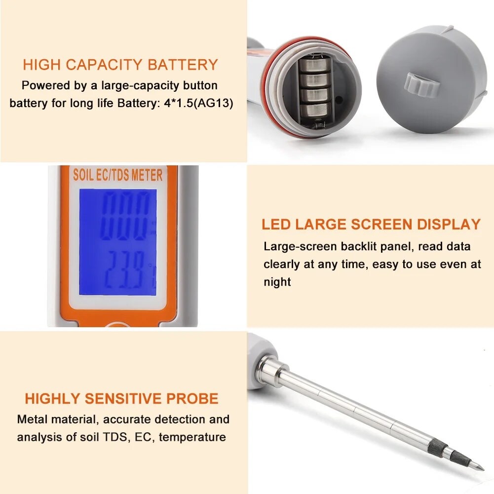 EC-TDS-TEMPERATURE Soil meter (Bluetooth) - Plant Care Tools