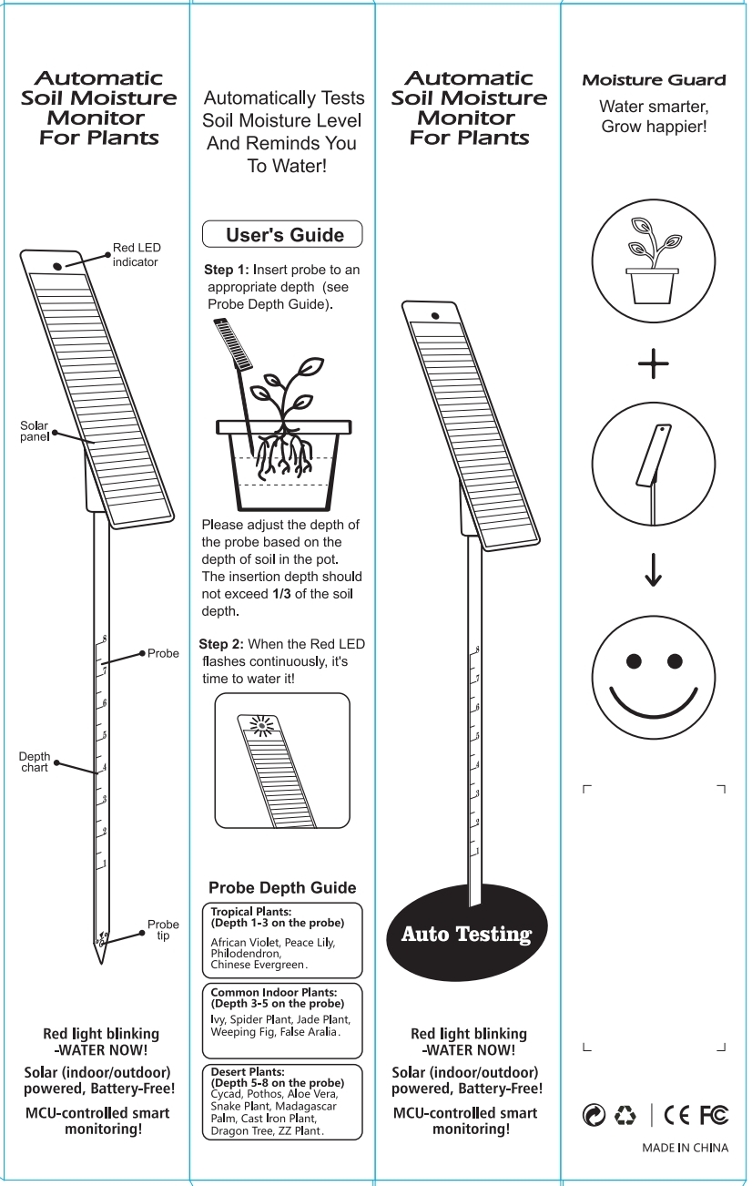 Soil moisture sensor: chargeable by sunlight and artificial light ...