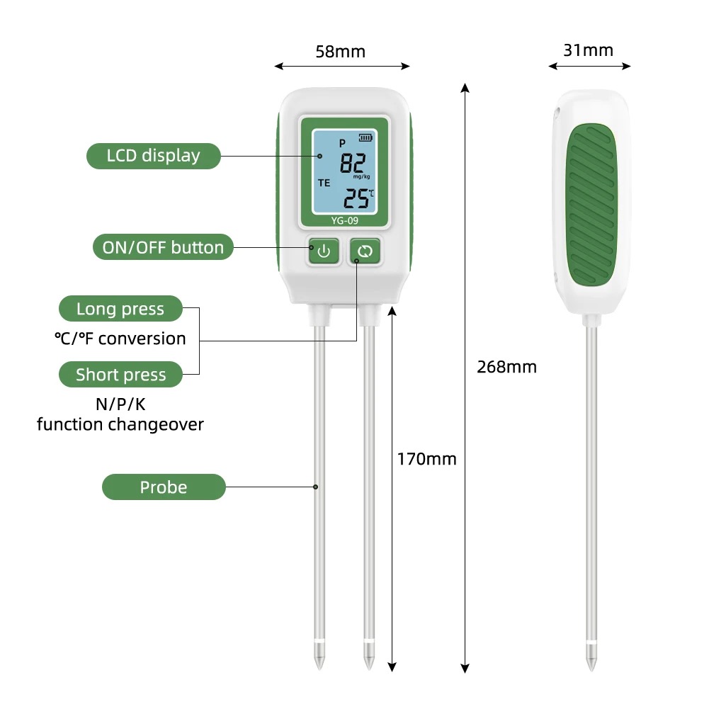 Soil tester: Nitrogen, Phosphorus, Potassium, (NPK) and Temperature ...