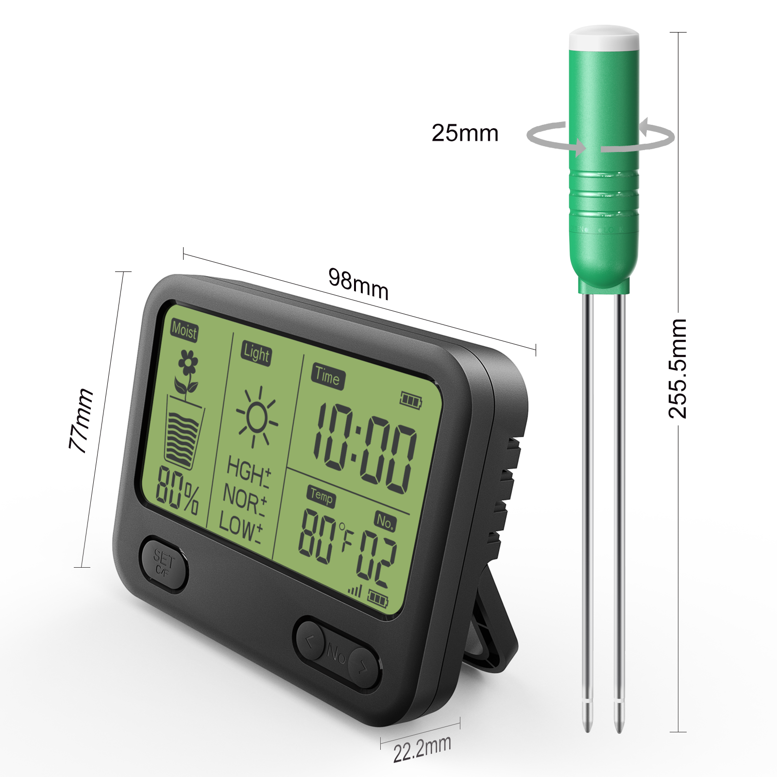 3-in-1 Soil tester: Soil moisture - Light intensity - Temperature